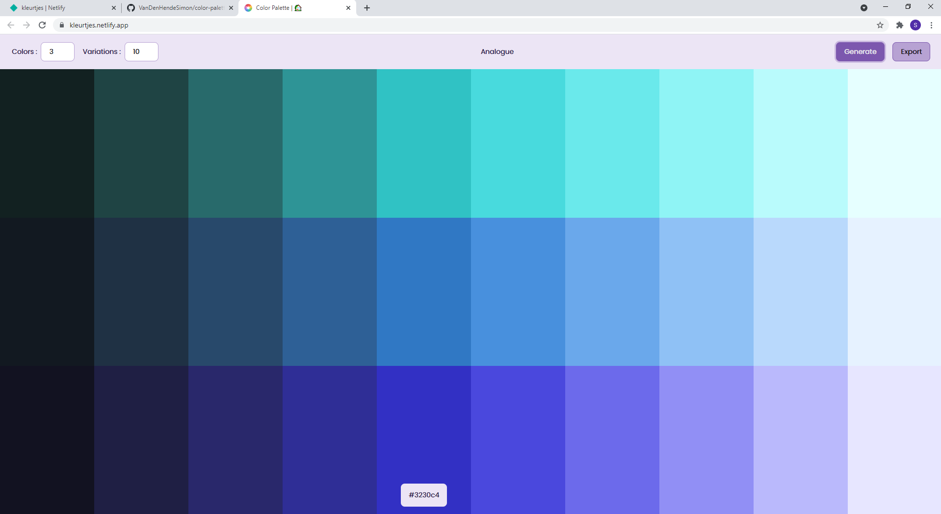 GitHub - VanDenHendeSimon/color-palette: Generate color schemes with ...